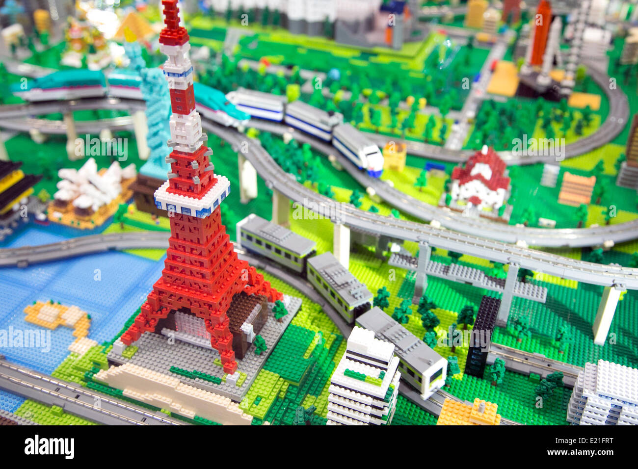 Tokyo, Japan. 13th June, 2014. The Tokyo city made by nano blocks at ...