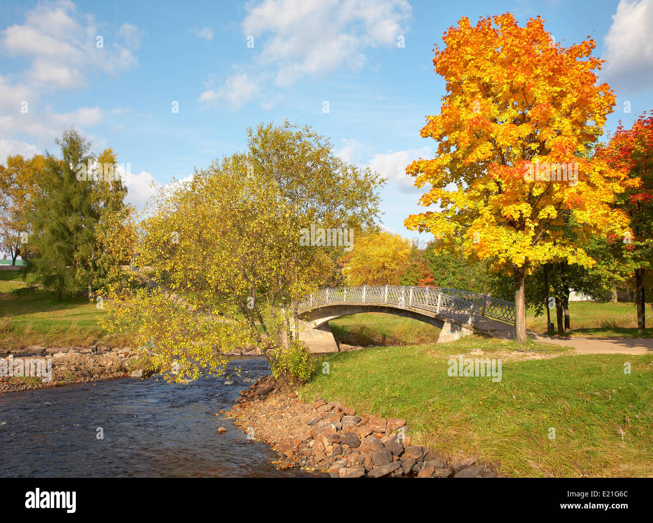 Bridge over the river Lososinka Stock Photo - Alamy