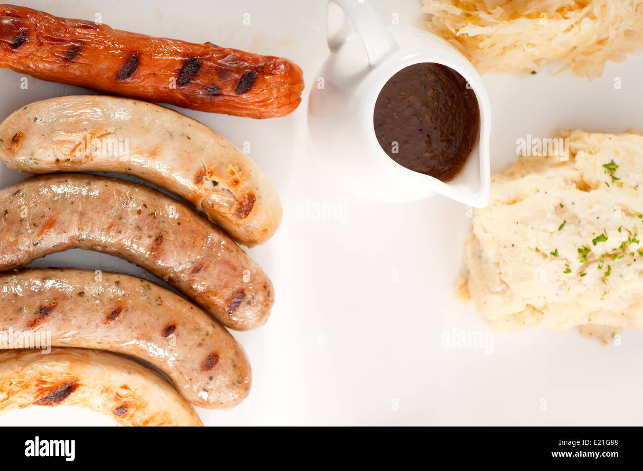 selection of all main type of german wurstel sauss Stock Photo - Alamy