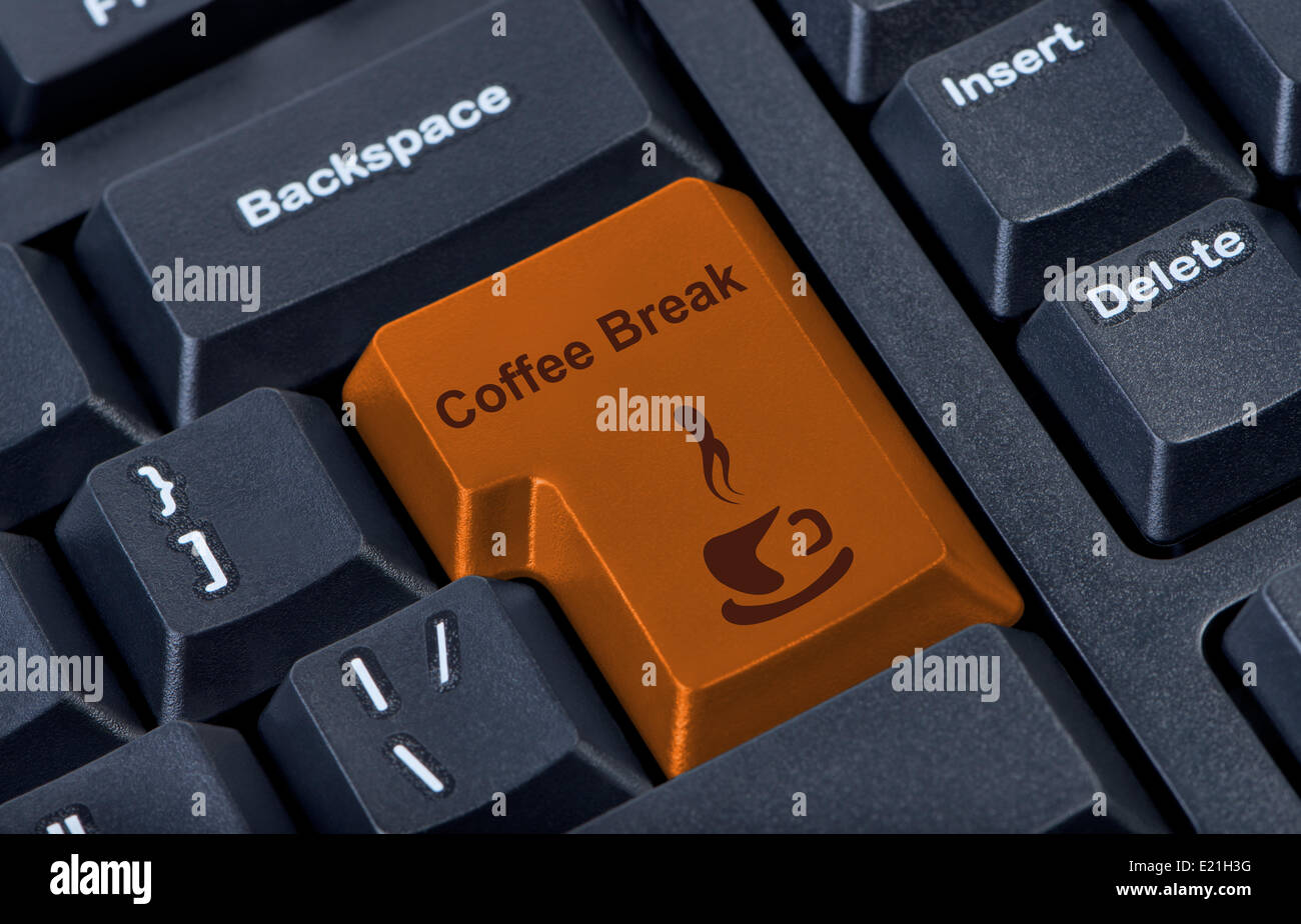 Button keypad coffee break with cup Stock Photo - Alamy