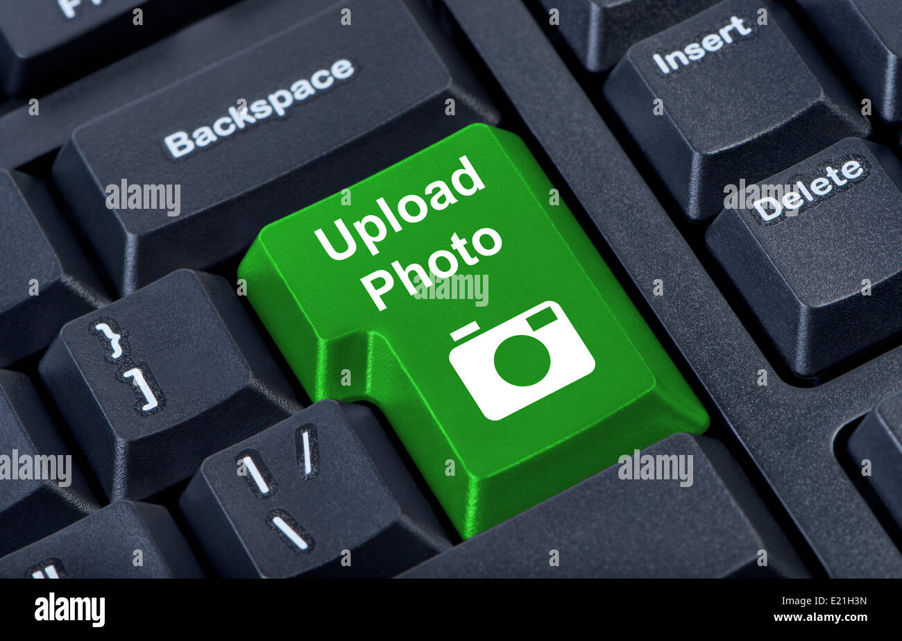 Keypad button upload with photo camera icon Stock Photo - Alamy