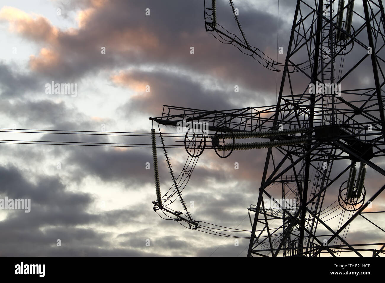 high voltage power pylons Stock Photo - Alamy