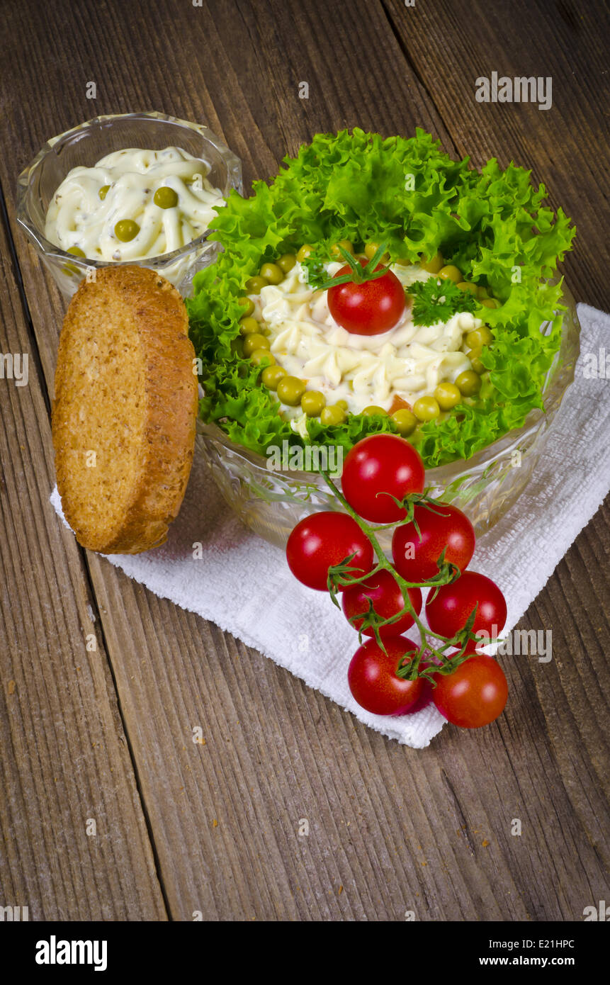 Polish vegetable salads with mayonnaise Stock Photo - Alamy