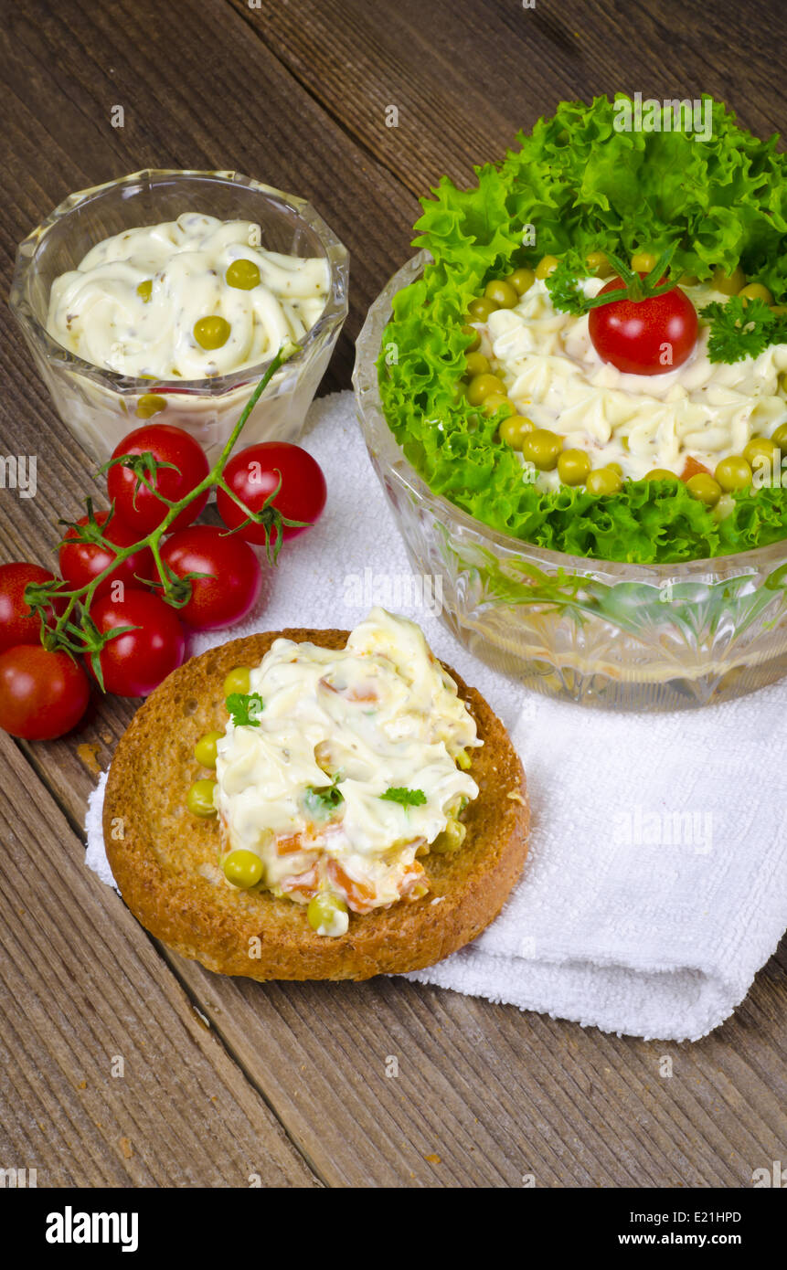 Polish vegetable salads with mayonnaise Stock Photo - Alamy