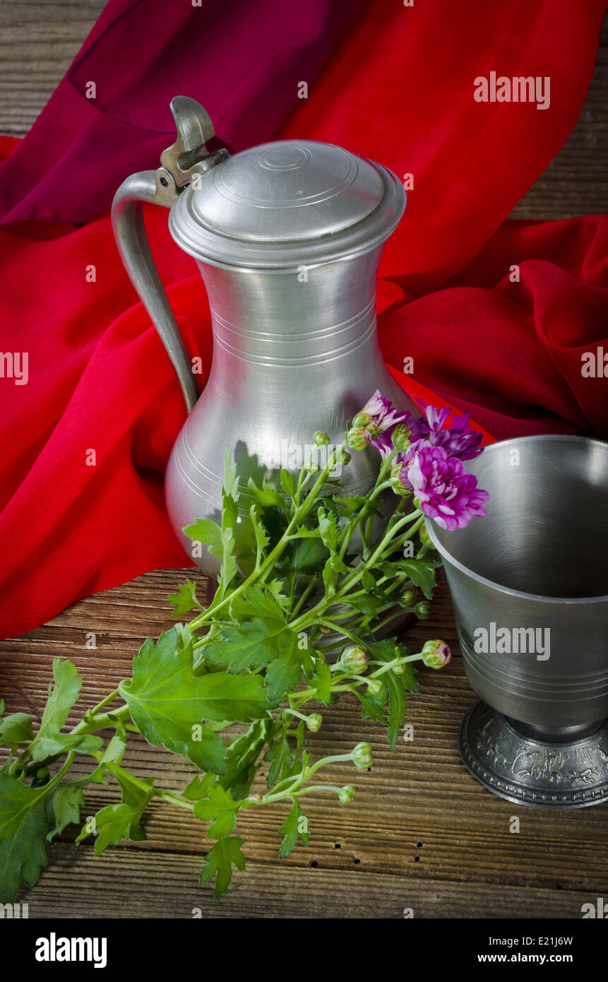 Pewter is a malleable metal alloy Stock Photo - Alamy