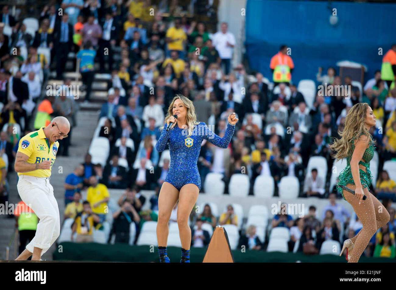 Sao Paulo, Brazil. 12th June, 2014. (L-R) Pit Bull, Claudia Leitte ...