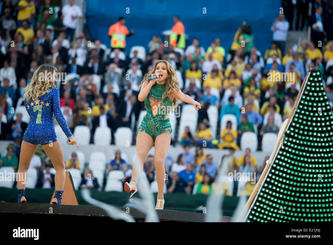 Sao Paulo, Brazil. 12th June, 2014. (L-R) Claudia Leitte, Jennifer ...