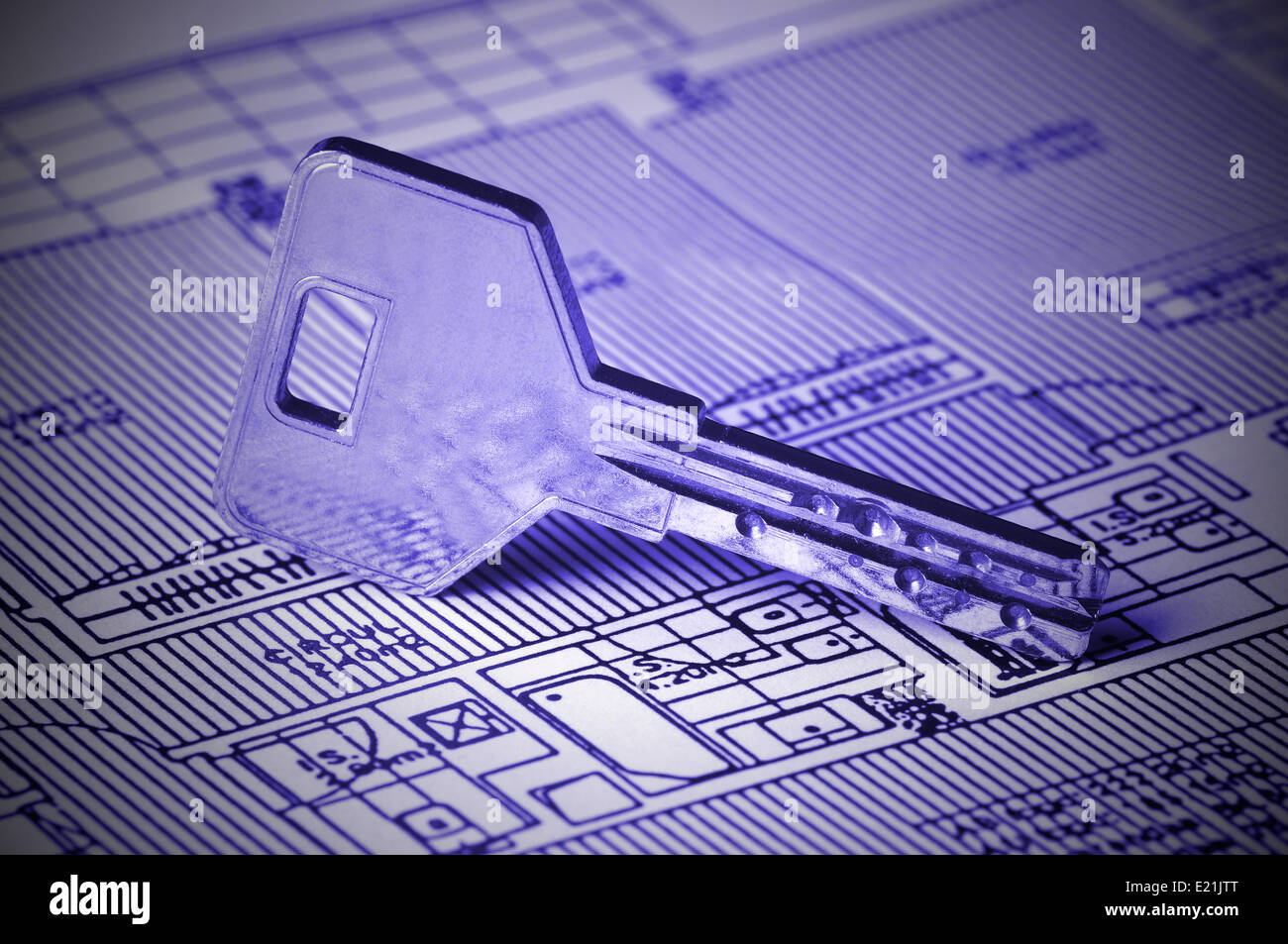 Key on Blueprint Stock Photo - Alamy