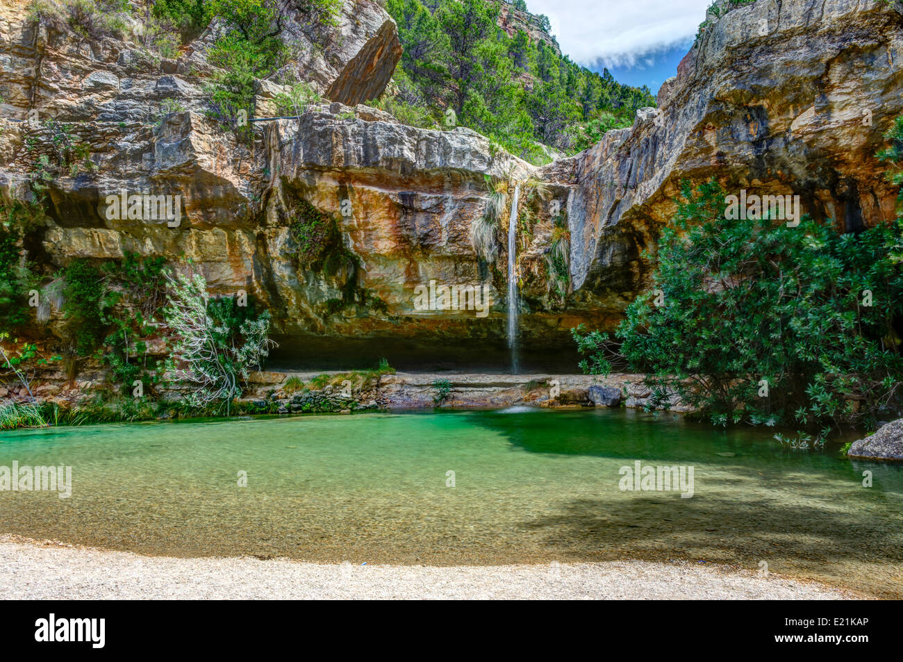 Los Charcos River and Waterfall in HDR near Ontinyent Valencia province ...
