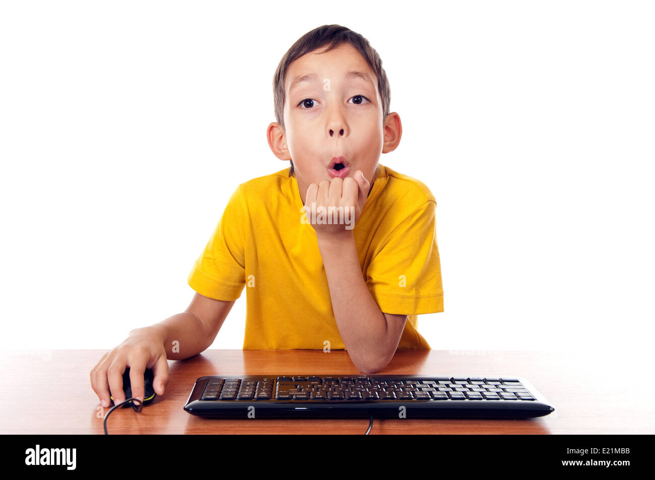 boy sitting in front of computer Stock Photo - Alamy