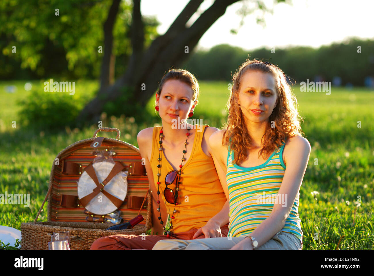 Girls on picnic Stock Photo - Alamy