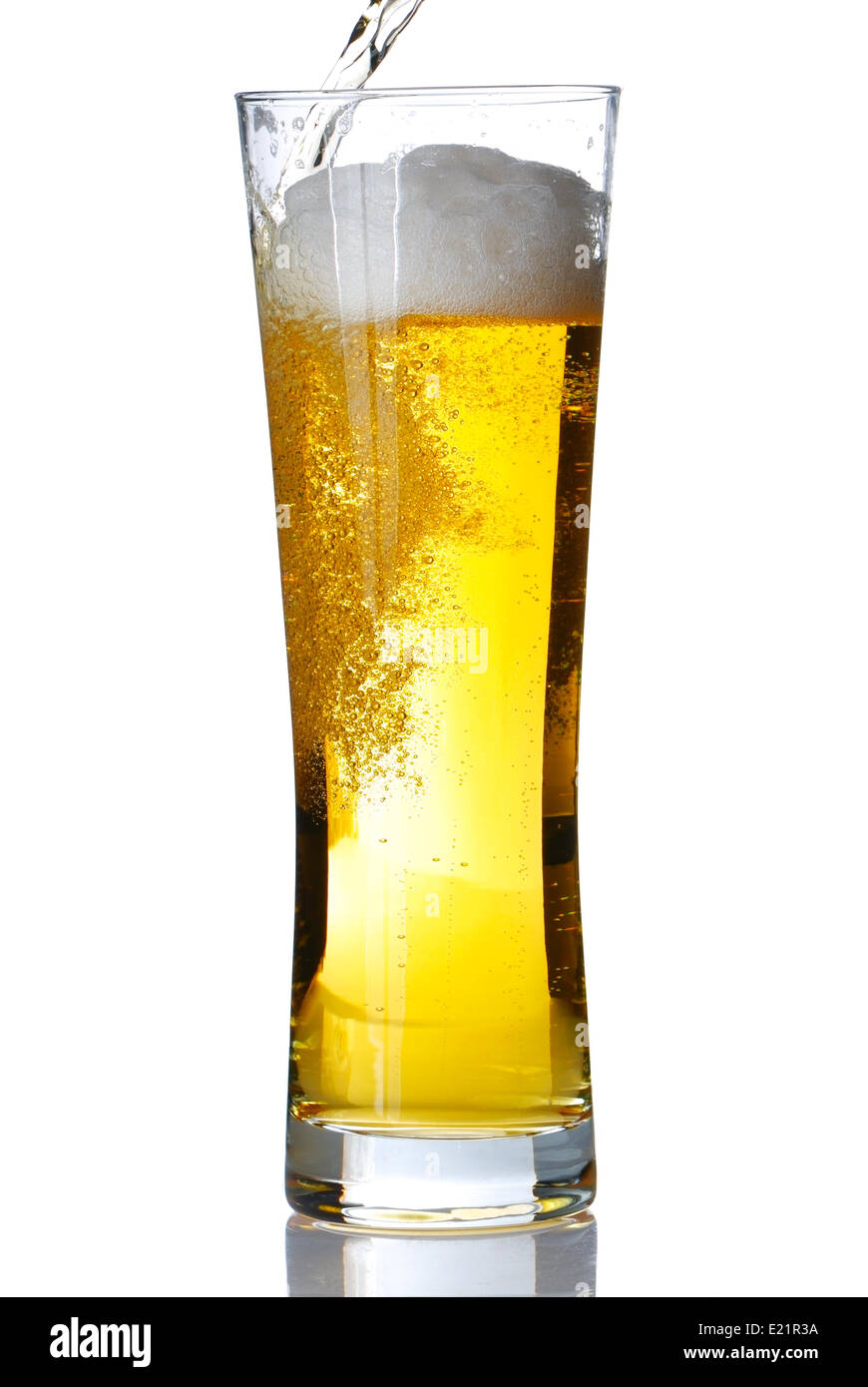 Light lager beer pouring glass Cut Out Stock Images & Pictures - Alamy