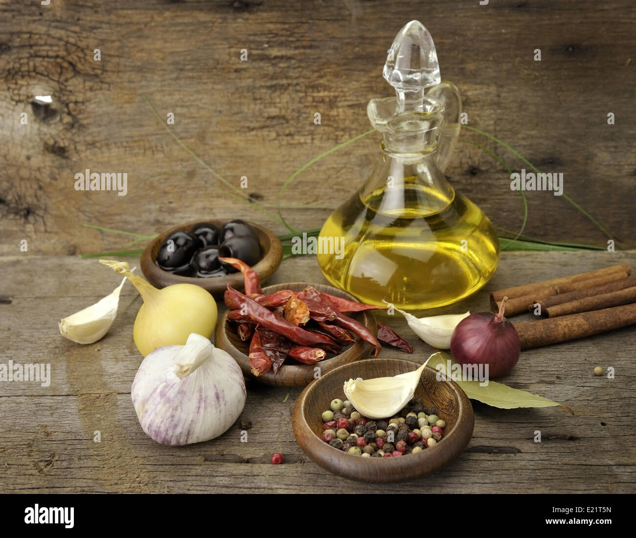 Olive Oil And Spices Stock Photo - Alamy