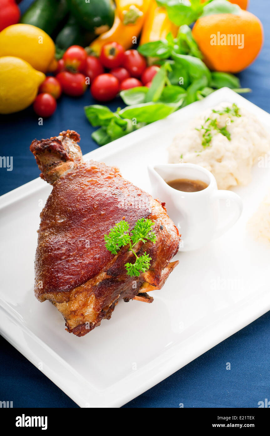original German BBQ pork knuckle Stock Photo - Alamy