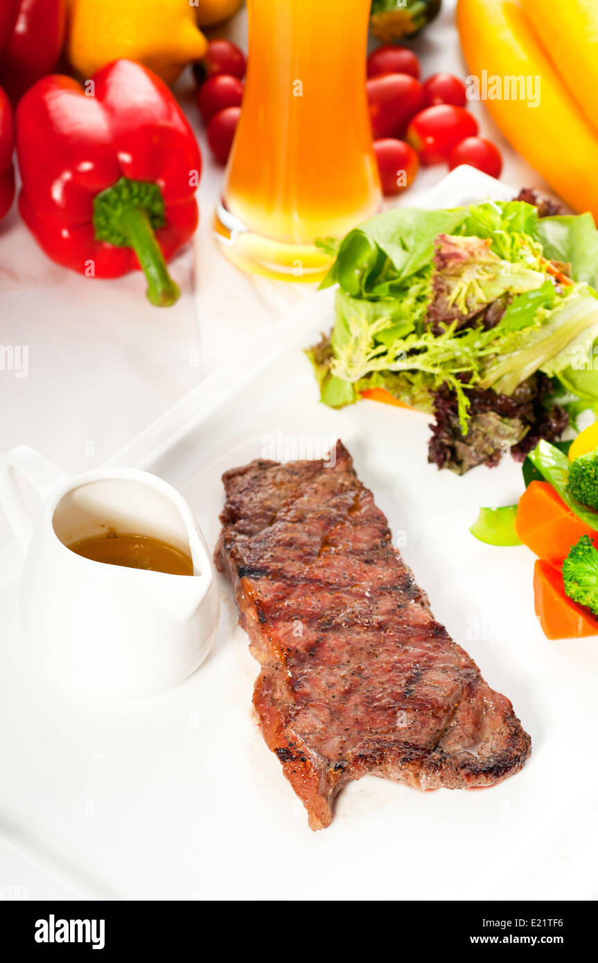 juicy BBQ grilled rib eye ,ribeye steak and vegeta Stock Photo - Alamy