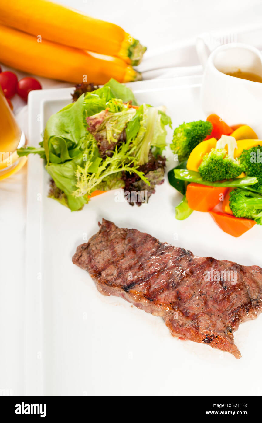 juicy BBQ grilled rib eye ,ribeye steak and vegeta Stock Photo - Alamy
