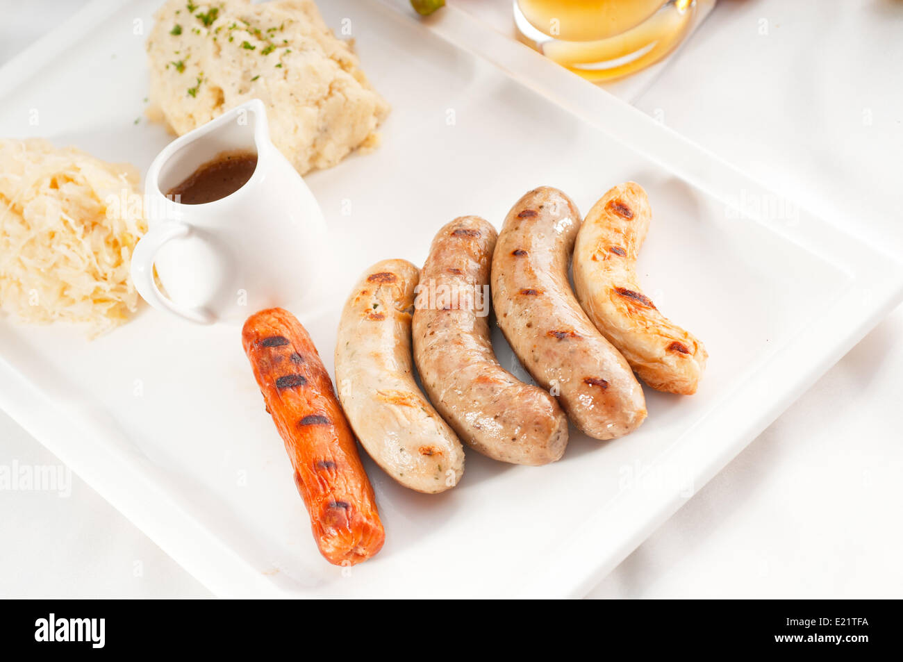 selection of all main type of german wurstel sauss Stock Photo - Alamy