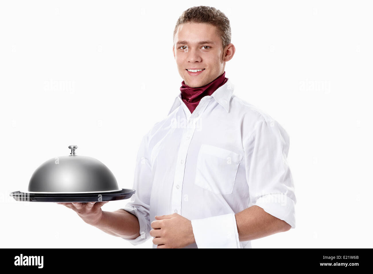 Waiter with tray Stock Photo - Alamy