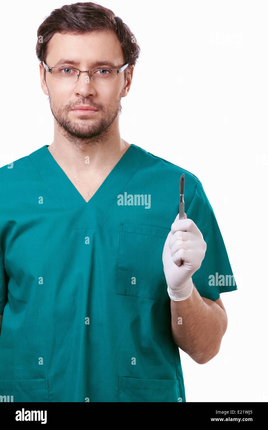 Doctor with a scalpel Stock Photo - Alamy