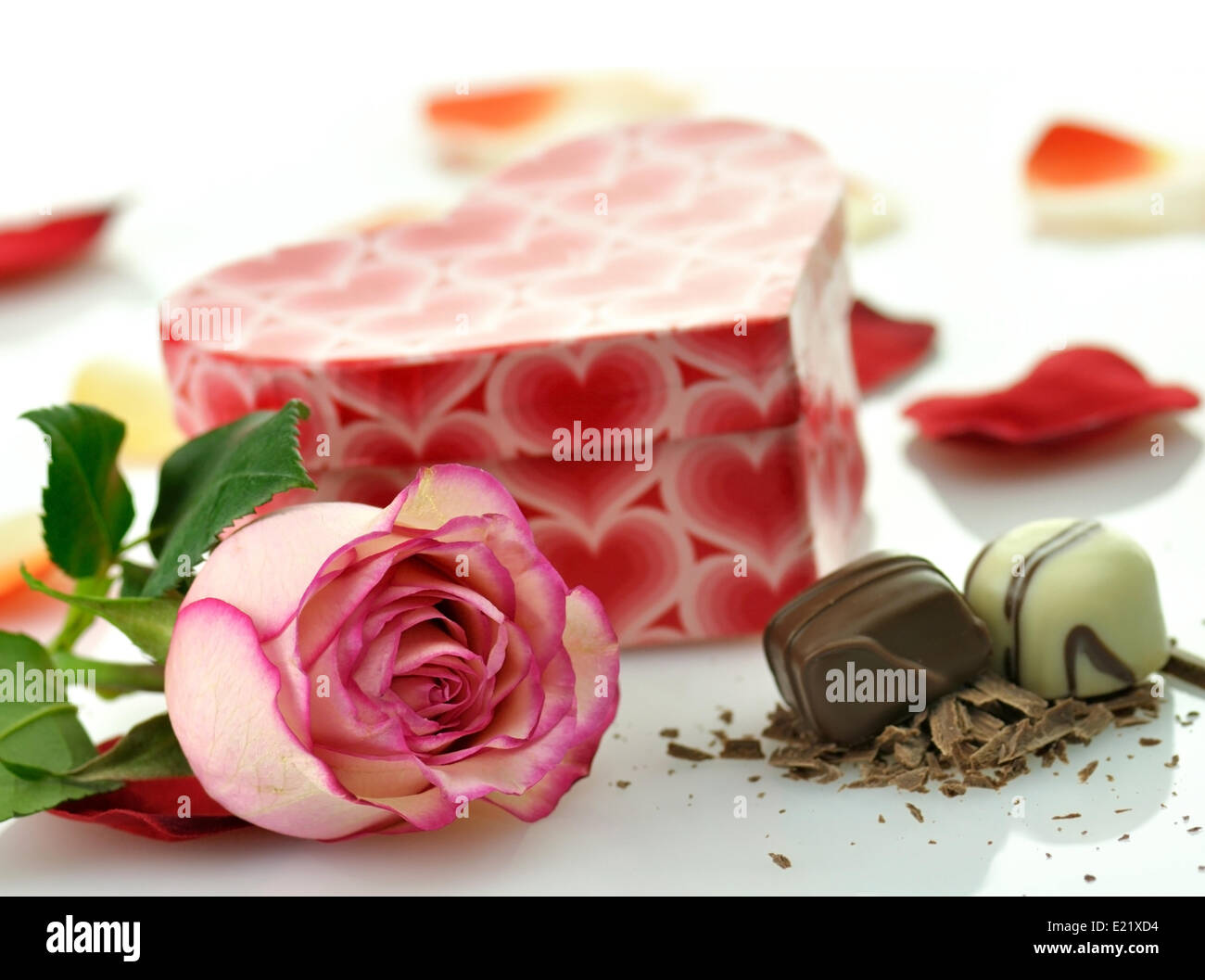 pink rose and gift box Stock Photo - Alamy