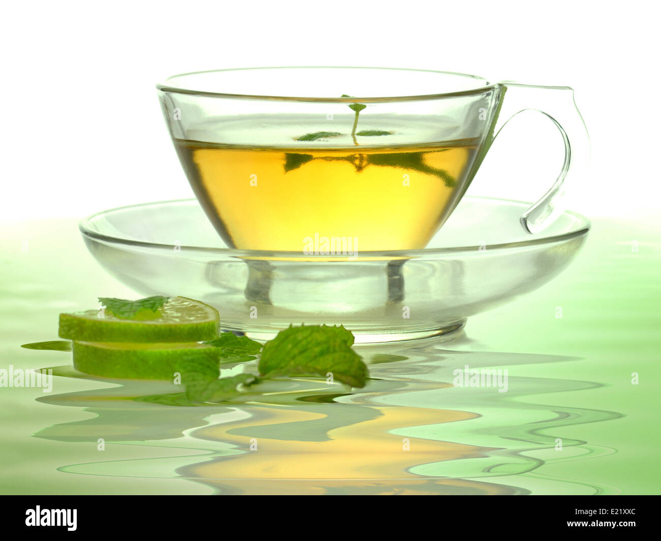 glass cup of green tea Stock Photo - Alamy