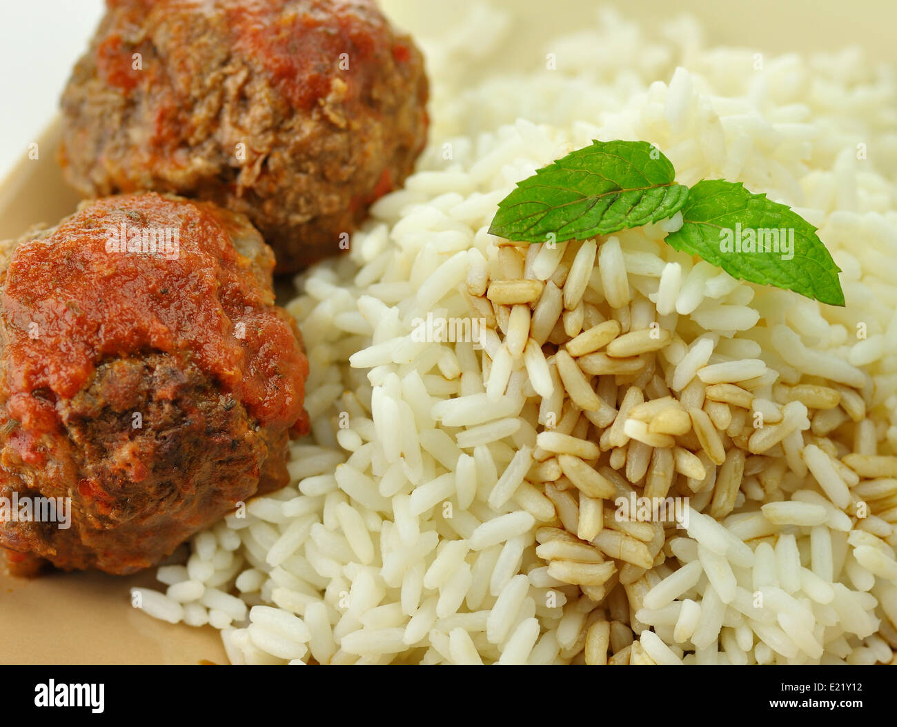 meat balls with rice Stock Photo - Alamy