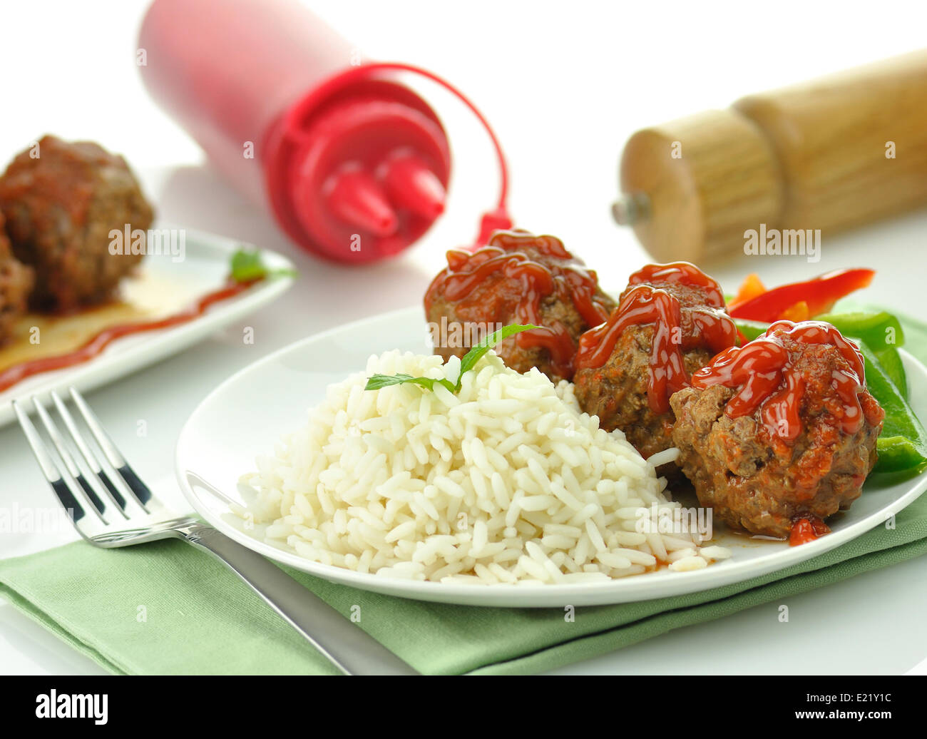 meat balls with rice Stock Photo - Alamy