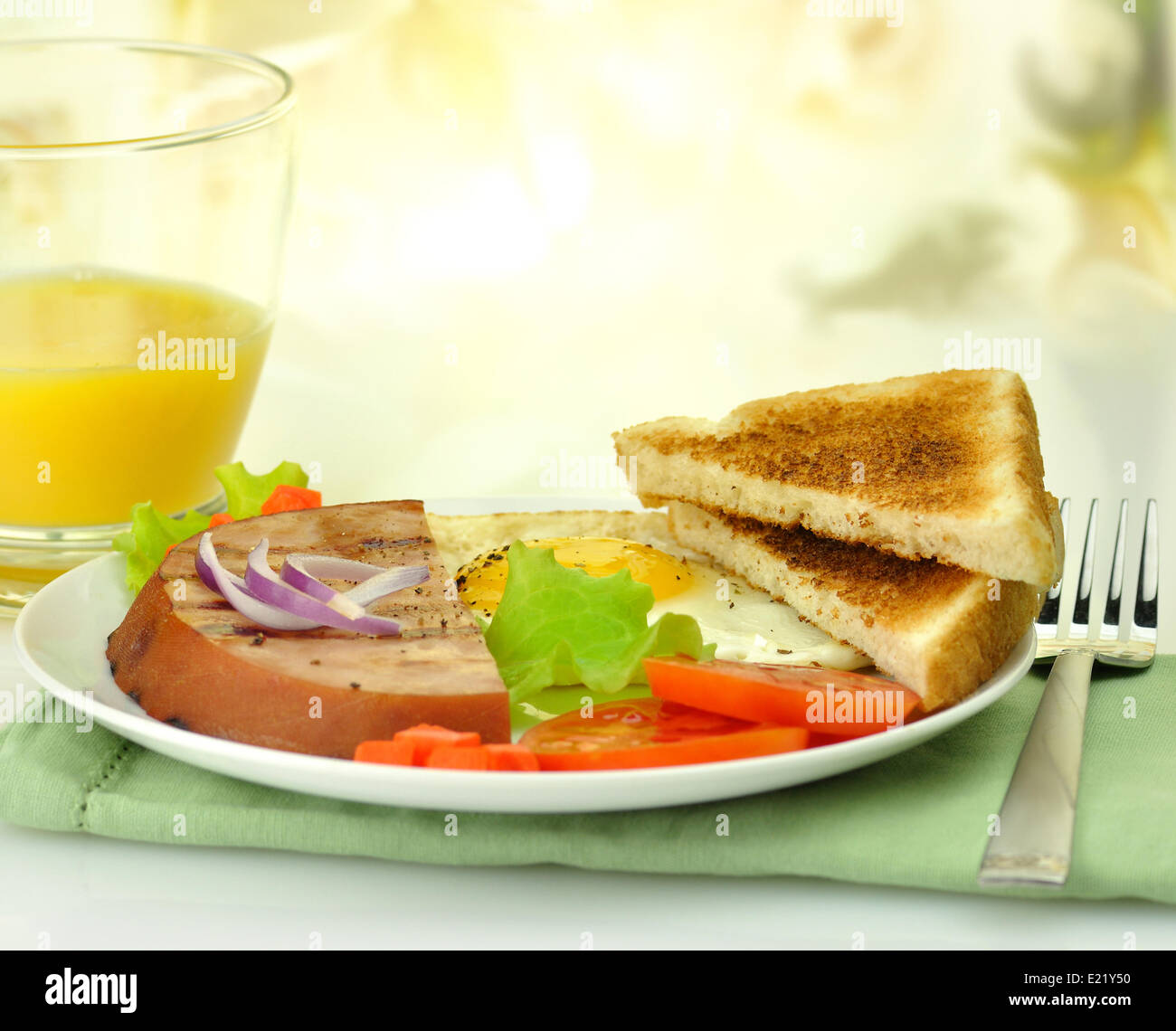 Sliced grilled ham dinner Stock Photo - Alamy