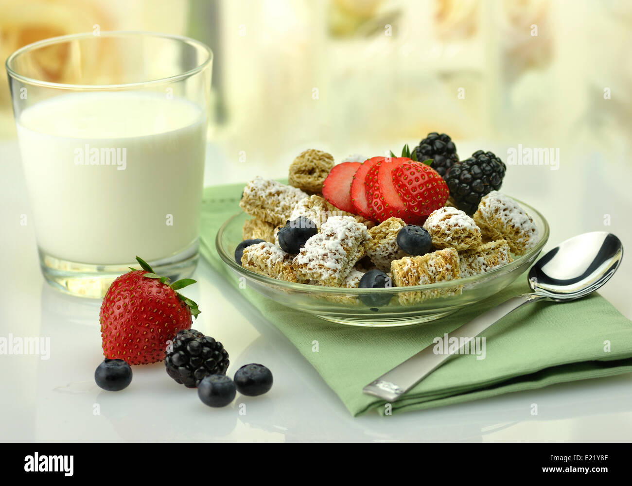 healthy breakfast,Shredded Wheat Cereal Stock Photo - Alamy