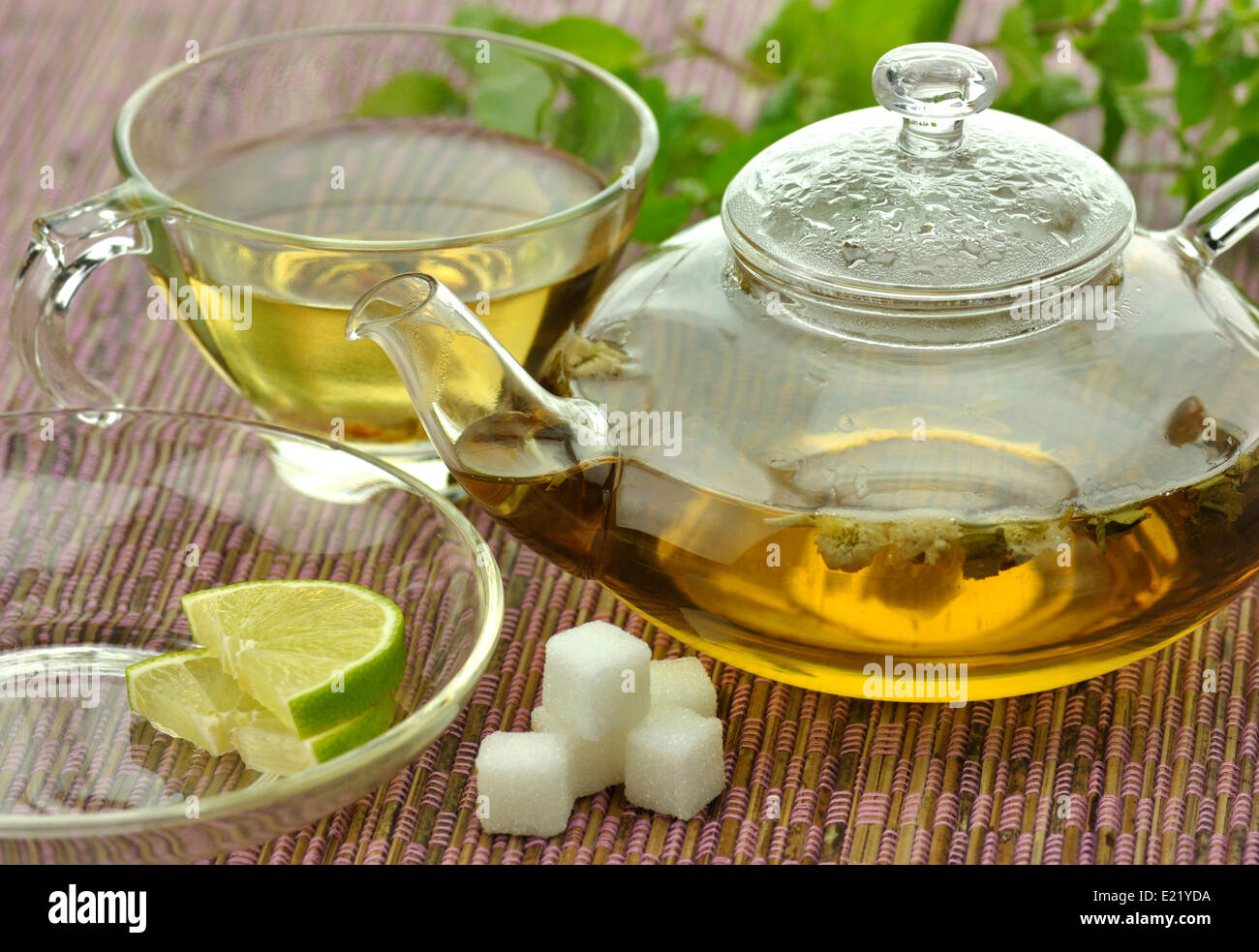set of green tea Stock Photo - Alamy