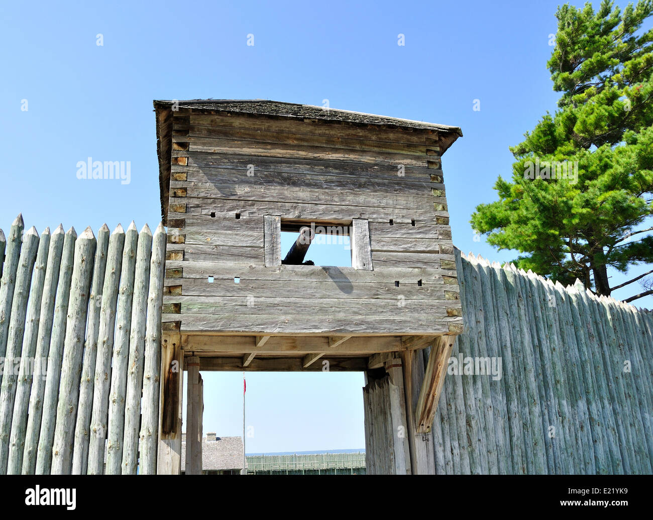 old wooden fort with cannon Stock Photo - Alamy