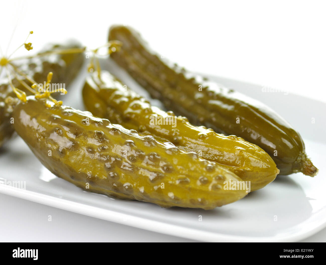 dill pickles on a white dish Stock Photo - Alamy