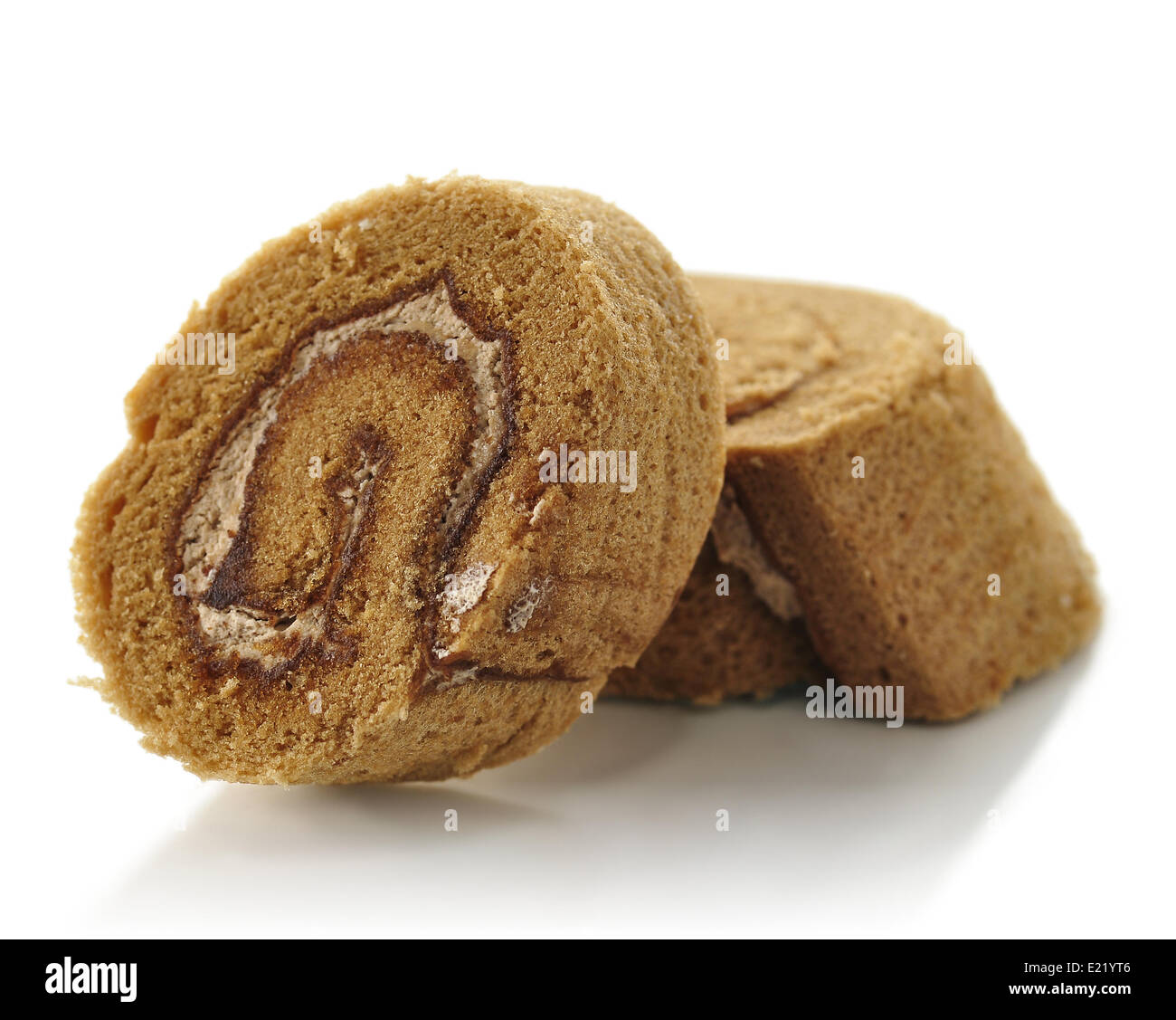 Chocolate swiss roll slices Stock Photo - Alamy