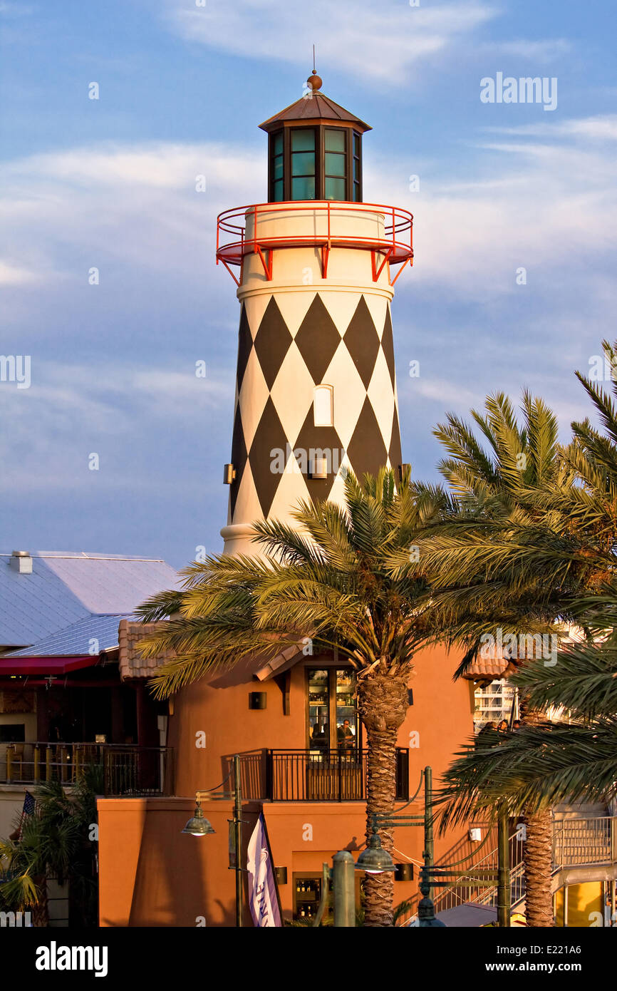old lighthouse over blue sky and palm trees Stock Photo - Alamy