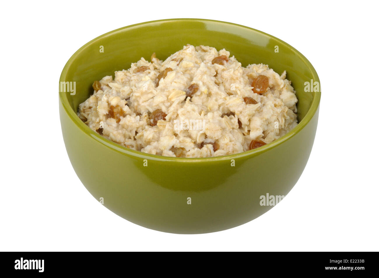 Bowl of oatmeal cereal with raisins Stock Photo - Alamy