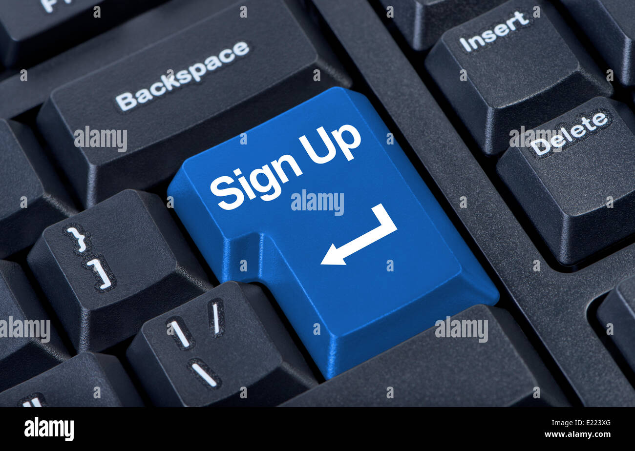 Button keypad sign up with arrow Stock Photo - Alamy