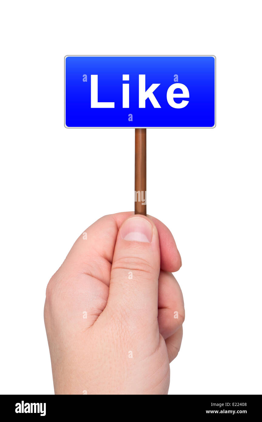 Holding sign with word like Stock Photo - Alamy