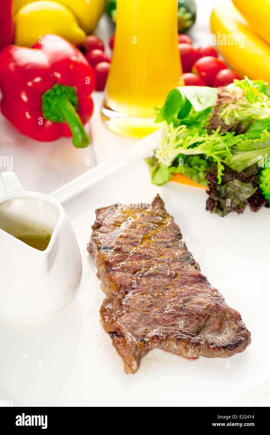 juicy BBQ grilled rib eye ,ribeye steak and vegeta Stock Photo - Alamy