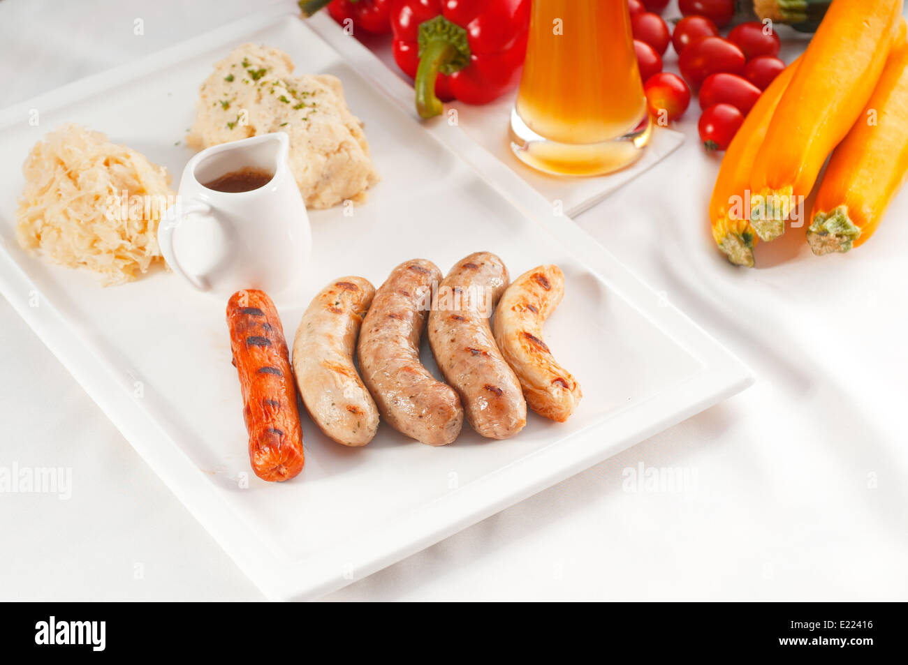 selection of all main type of german wurstel sauss Stock Photo - Alamy