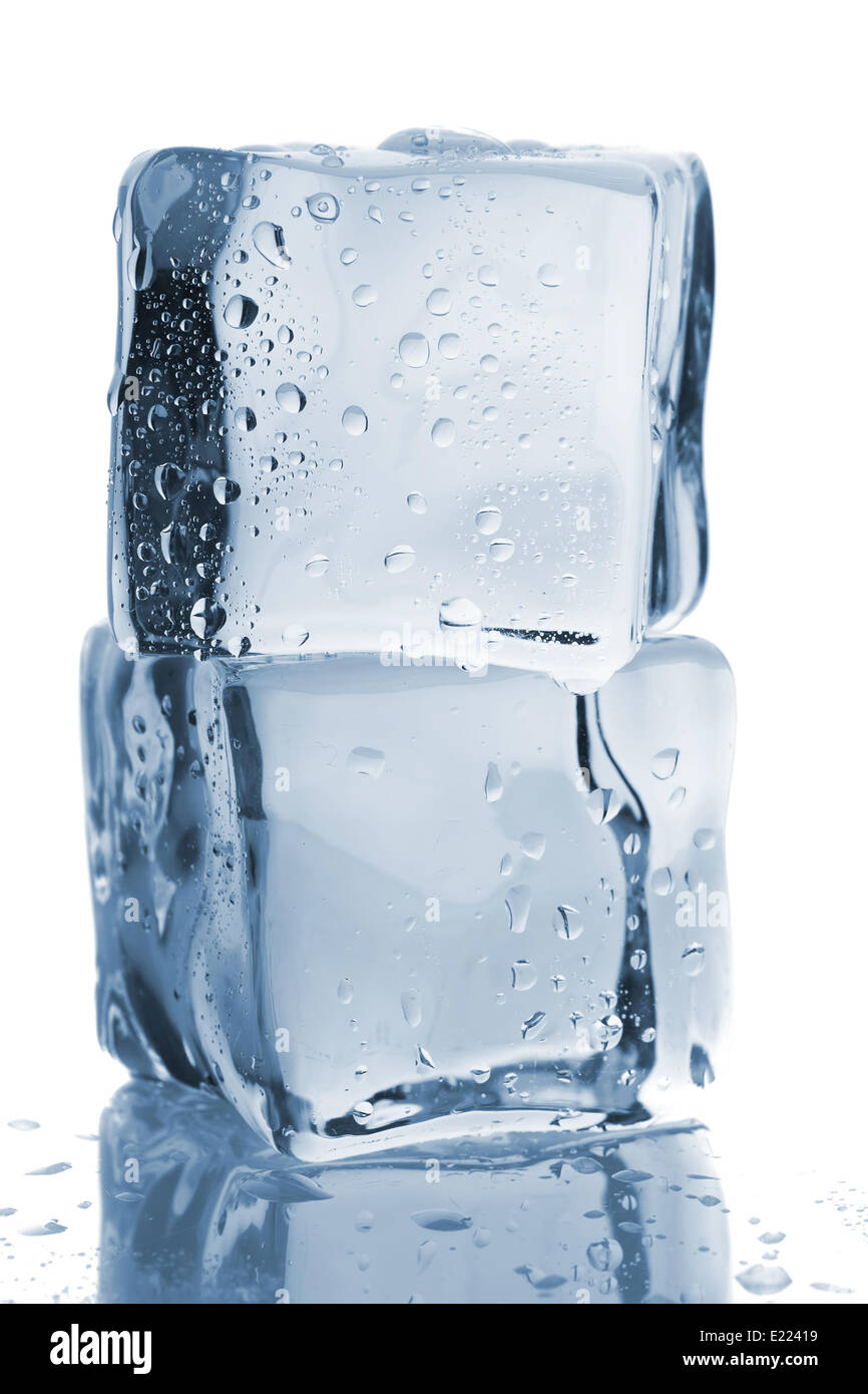Two ice cubes with water drops Stock Photo - Alamy