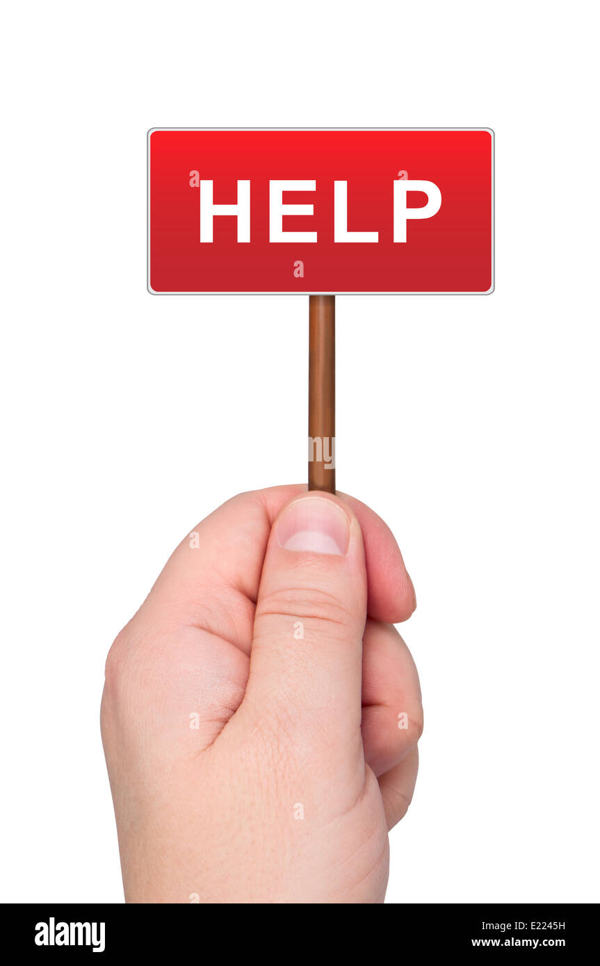 Holding sign with word HELP Stock Photo - Alamy