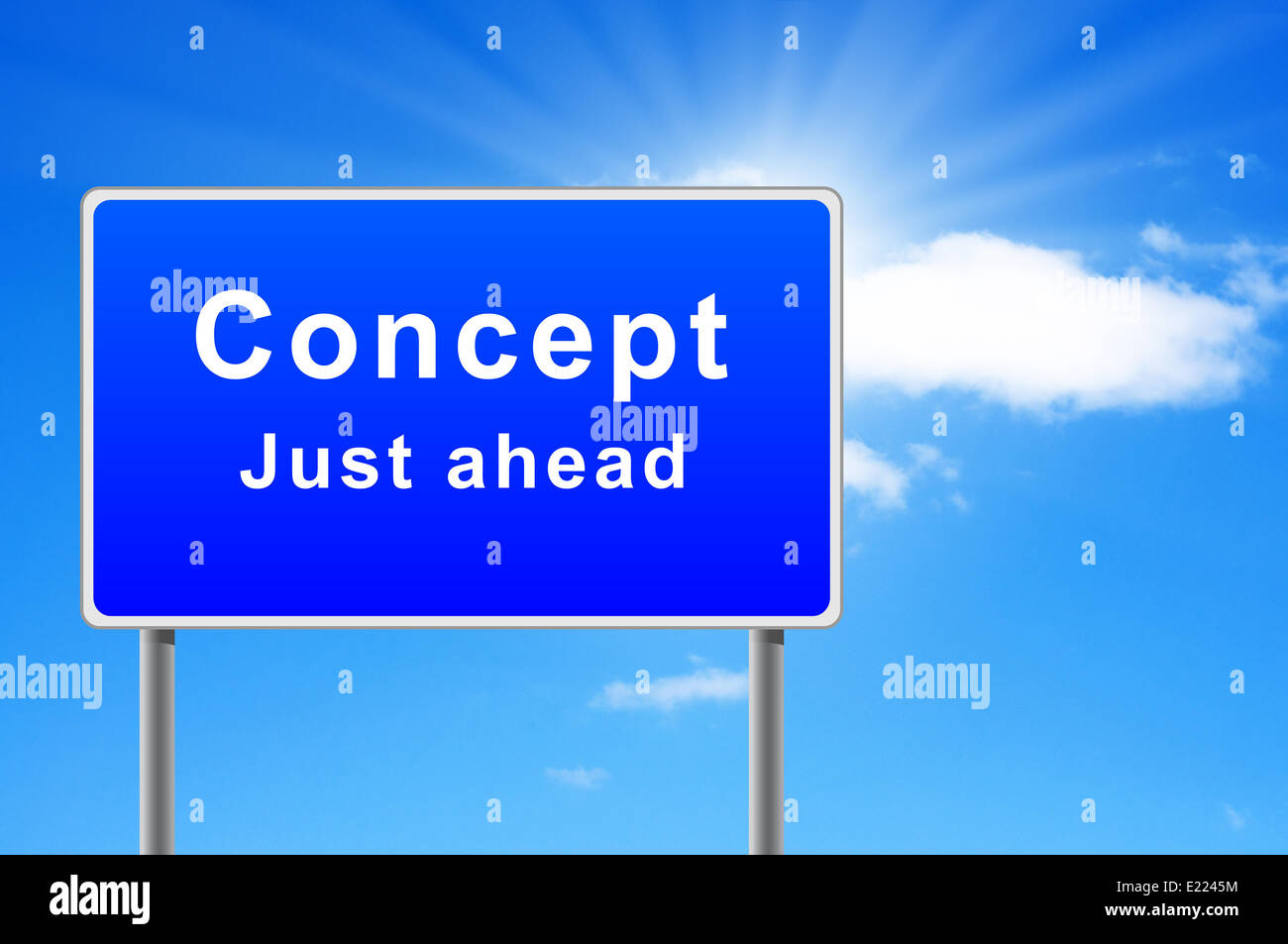 Large road sign words concept just ahead Stock Photo - Alamy