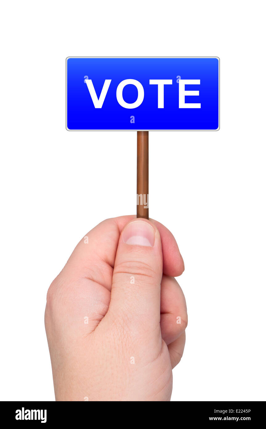 Holding sign with word vote Stock Photo - Alamy