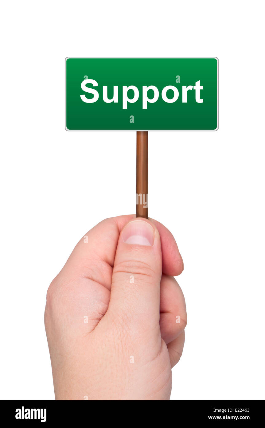 Holding sign with word support Stock Photo - Alamy