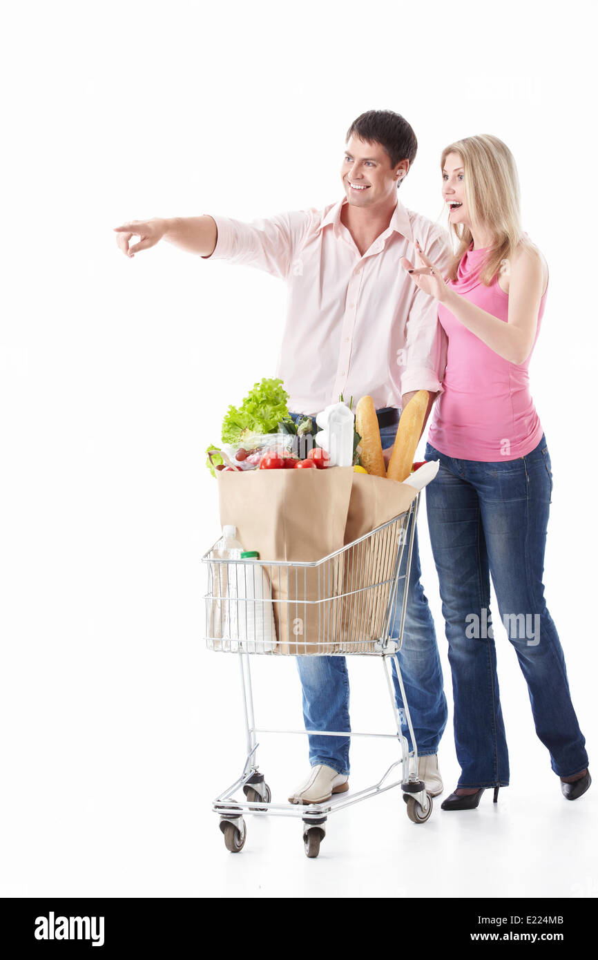 Man female shopping bags Cut Out Stock Images & Pictures - Alamy