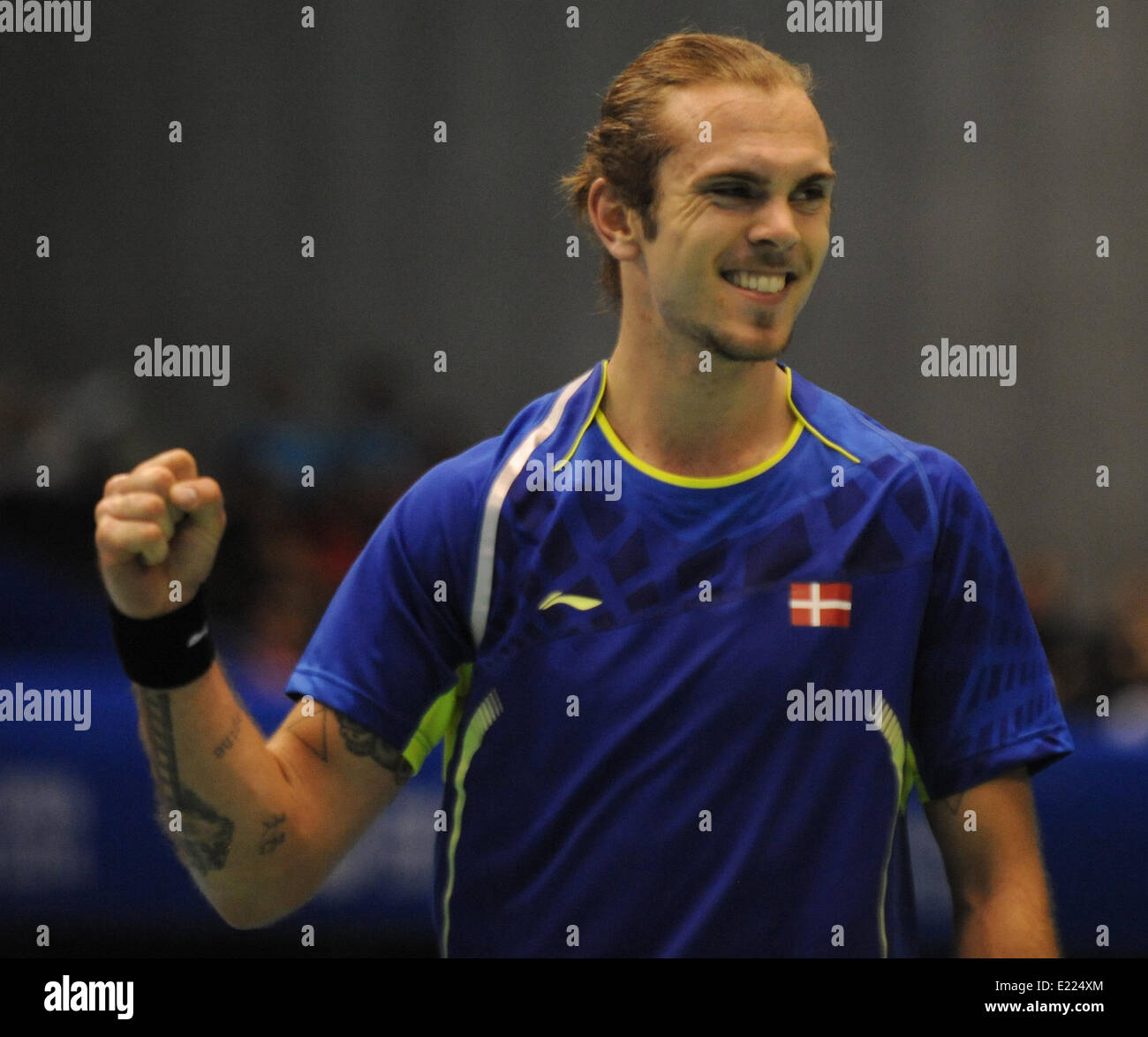 Tokyo, Japan. 13th June, 2014. Jan O Jorgensen of Denmark reacts after ...