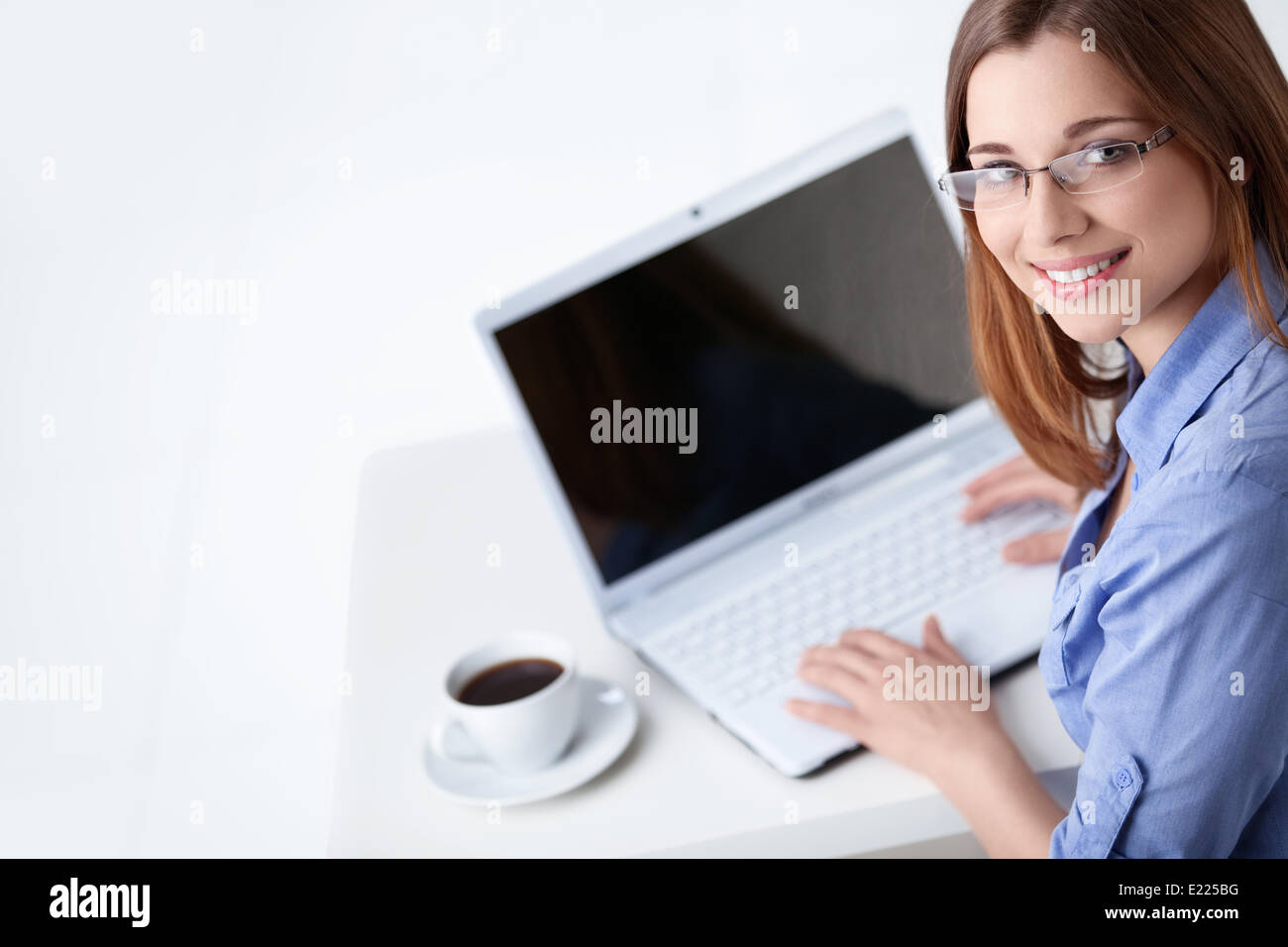 Girl with laptop Stock Photo - Alamy