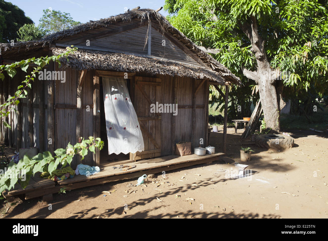 African straw building, Madagascar, Africa Stock Photo - Alamy