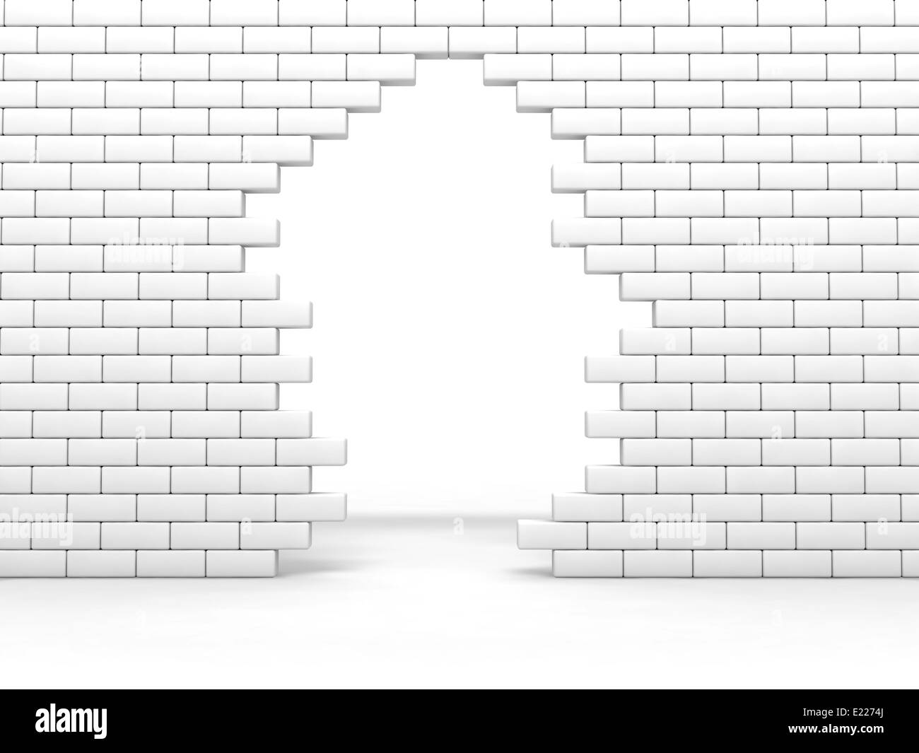 broken brick wall of white color Stock Photo - Alamy