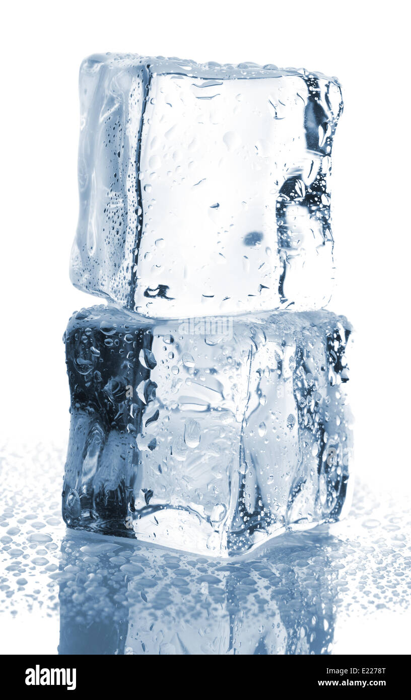 Two ice cubes with water drops Stock Photo - Alamy